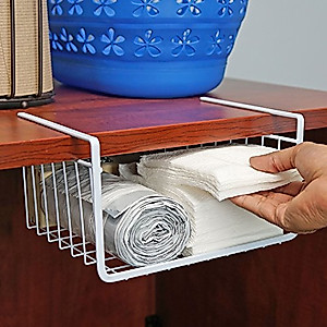 Southern Homewares White Wire Under Shelf Storage Organization Basket 10-Inch