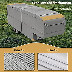Leader Accessories 5th Wheel Cover RV Cover (26'-29', Grey/Easy Setup W Tire Covers)
