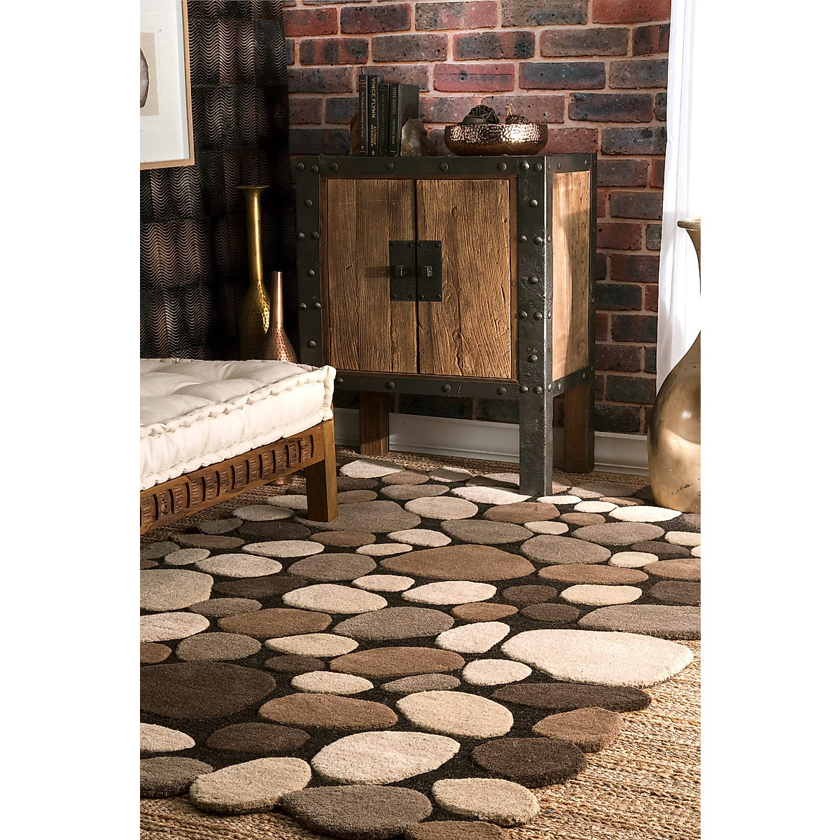 nuLOOM Hand Tufted Pebbles Area Rug, 5' x 8', Natural