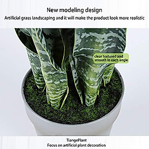 Artificial Snake Plant Faux Sansevieria 26 Inch for Indoor Outdoor Feaux Plants in Pot for Home Office Decoration Perfect Housewarming Gift