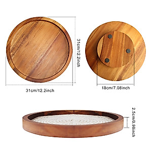 Paninluo Lazy Susan Organizer with Mat - 12 Inch Wooden Lazy Susan for Table Keep Space Organized and Nice,Lazy Susan Turntable for Cabinet、Countertop、Pantry、Spice Rack