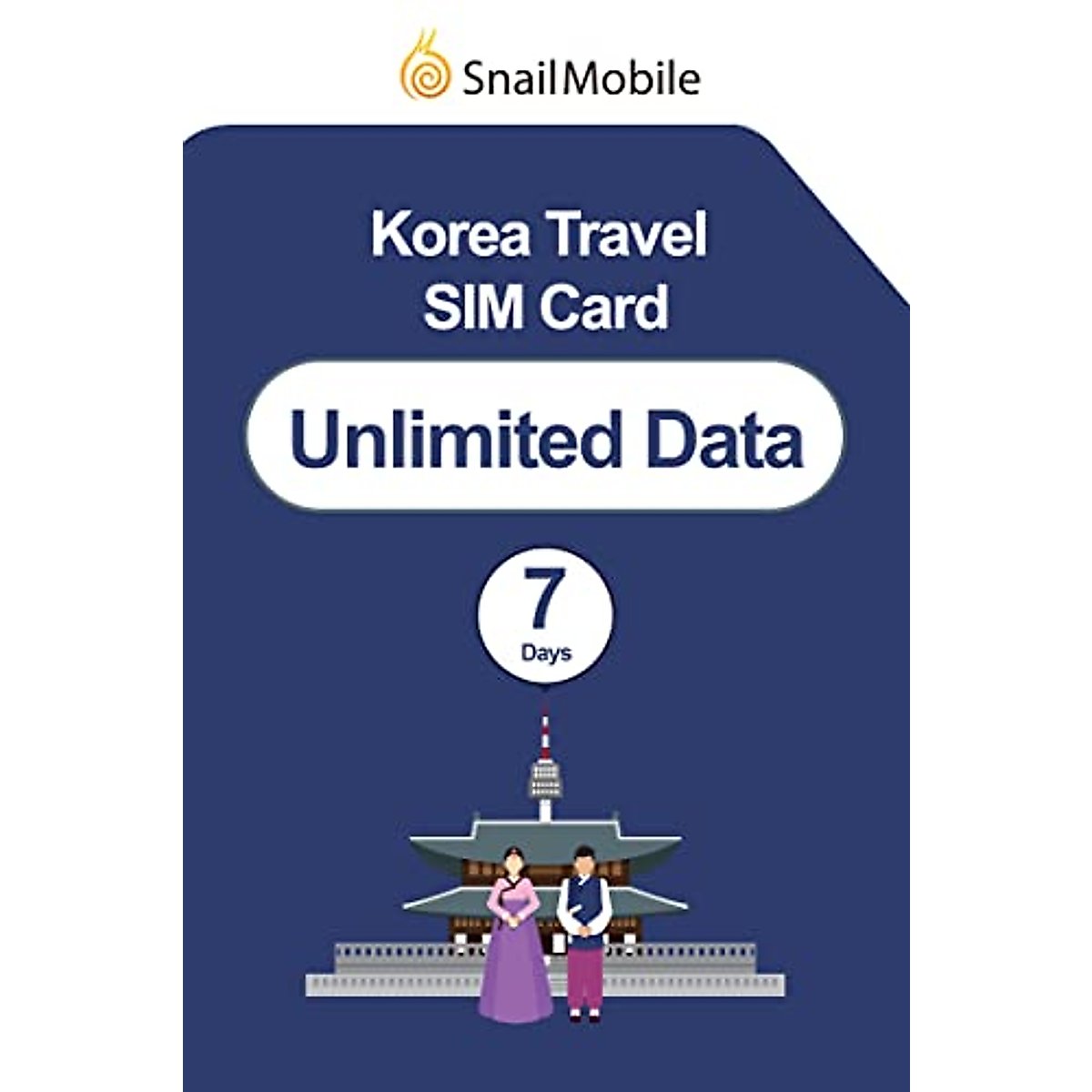 SnailMobile SIM Card for Korea - Unlimited Data/ 7 Days,4G/3GLTE Travel Data(No Message & Call, Unlocked Phone)