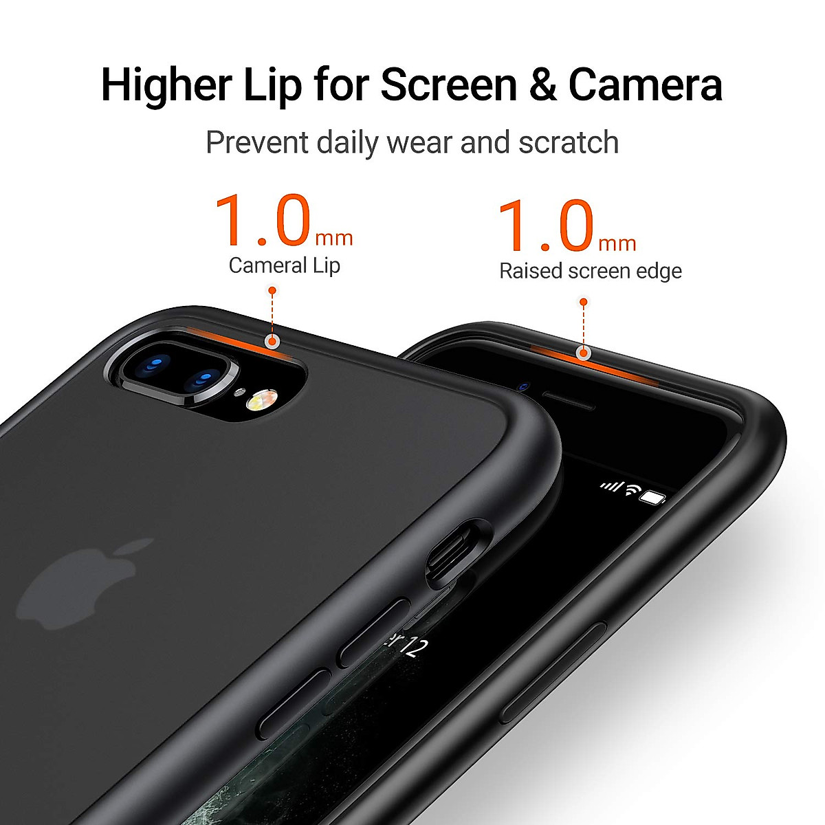 TORRAS Shockproof iPhone 8 Plus Case/iPhone 7 Plus Case, [Military Grade Drop Protection] [Upgraded Materials] Ultimate Delicate Touch and Translucent Matte Protective Case, Black