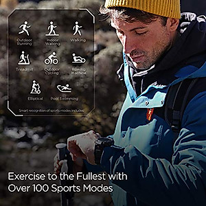 Amazfit T-Rex Pro Smart Watch for Men Rugged Outdoor GPS Fitness Watch, 15 Military Standard Certified, 100+ Sports Modes, 10 ATM Water-Resistant, 18 Day Battery Life, Blood Oxygen Monitor, Black