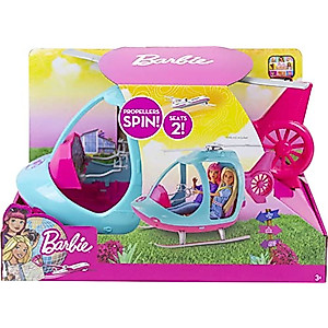 Barbie Helicopter with Spinning Rotors, Pink and Blue 2-Seater Design with Seatbelts and Pilot "Controls" (Amazon Exclusive)