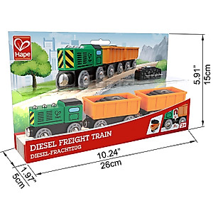 Hape Railway Diesel Freight Train| Freight Wagons with Loads Magnetic Connection Train for Kids