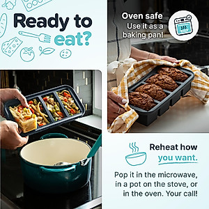 Souper Cubes 1 Cup Silicone Freezer Molds - Soup Cubes Perfect for Storing Broth, Rice, Leftovers and More - Silicone Freezer Trays with Lids for Meal Prep - Charcoal - 1-Pack