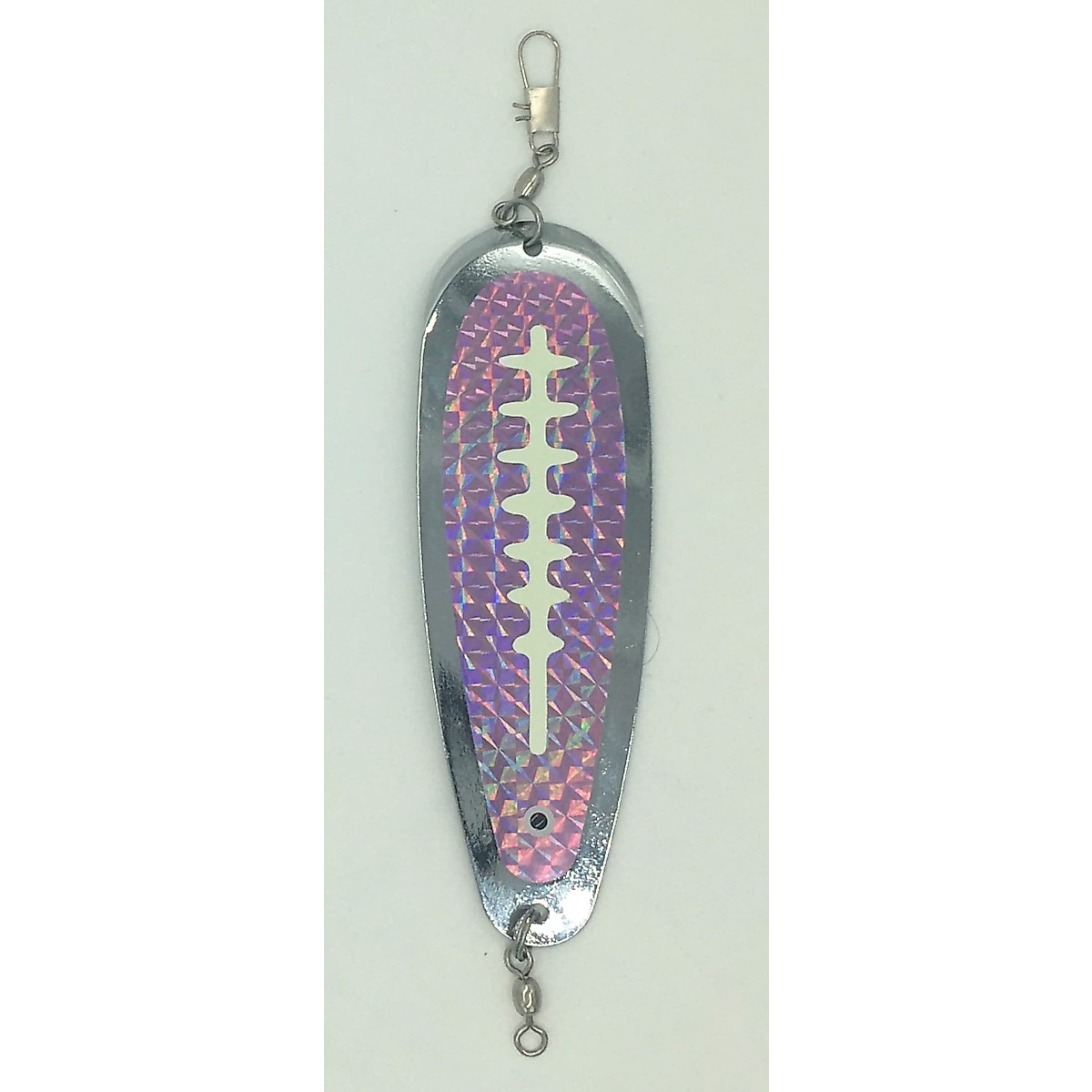 KOKOPROS Kokanee Finished Salmon Hyper Glow Teardrop Fishing Flasher, 5-1/2 Length, Chrome, Pink Skeleton