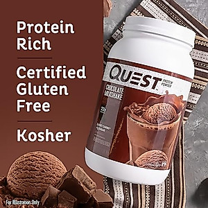 Quest Nutrition Chocolate Milkshake Protein Powder, 22g Protein, 1g Sugar, Low Carb, Gluten Free, 3 Pound, 43 Servings