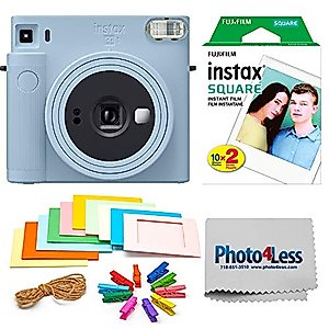Fujifilm Instax Square SQ1 Glacier Blue Instant Camera + Fuji Instax Square Instant Film + Accessory Bundle