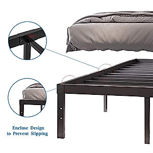 Homdock King Size Bed Frame-16 Inch Metal Platform Mattress Foundation/Sturdy Strong Steel Structure 3500 lbs Heavy Duty/Noise Free/None Slip/No Box Spring Needed/Black Finish