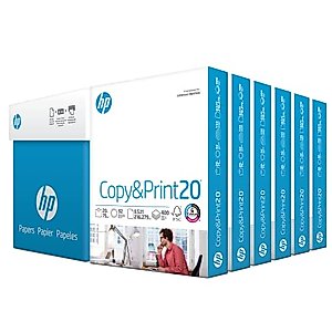 HP Printer Papers | 8.5 x 11 Paper | Copy &Print 20 lb| 6 Pack Case - 2,400 Sheets | 92 Bright | Made in USA - FSC Certified | 200010C
