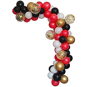 DIY Balloon Arch & Garland Kit, 113Pcs Party Balloons Decoration Set, Gold Confetti Balloons & Gold Red Black White Latex Balloons for Baby Shower, Wedding, Birthday, Graduation Party