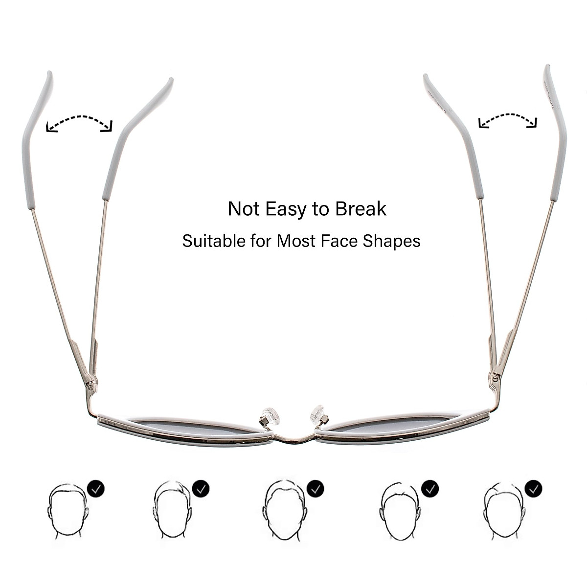 FAA'N 2024 Retro Big Frame Cat Eye Polarized Sunglasses Women with Spring Hinge(White)