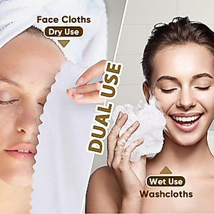 Orighty Washcloths 48 Pack, Ultra Soft Face Cloths 12 x 12 inch, Absorbent & Quick Drying Coral Velvet Washcloth Bulk, Multi-Purpose Face Cloth for Household, Cleansing and Sport (White)