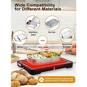 SOHIDA Portable Heated Lunch Box, 12V/24V/110V Conduction Heating Portable Food Warmer for Adults, Mini Portable Microwave 9.06"x6.61"x0.98" with Carry Bag, Easy to Use Car Food Warmer