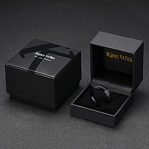 King Will GENTLEMAN Men's Black Tungsten Carbide 8mm Carbon Fiber Inlay Comfort Fit Wedding Band Ring 10