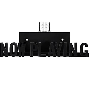 Marsui Now Playing Vinyl Record Wooden Wall Stand Now Playing Vinyl Record Shelf Hanging Wall Mount Record Display Storage Holder Wood Vinyl Record Album Storage Shelf for Room (Black)
