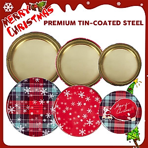 Yeenoon 3 Pack Christmas Cookie Tins with Lids, Round Sturdy Gift Tins, Christmas Baking Cake Container for Storing Patisseries, Snack, Chocolate, Special Christmas Holidays Gift