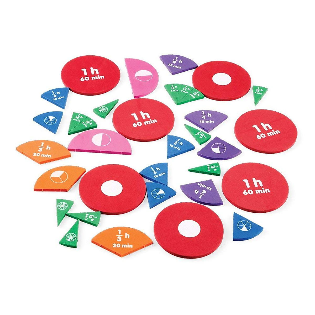 hand2mind Fraction Time Activity Set, Learn to Tell Time Fraction Manipulatives, Elapsed Time Clock, Analog Learning Clock, Telling Time Teaching Clock Activities, Manipulatives for Elementary School