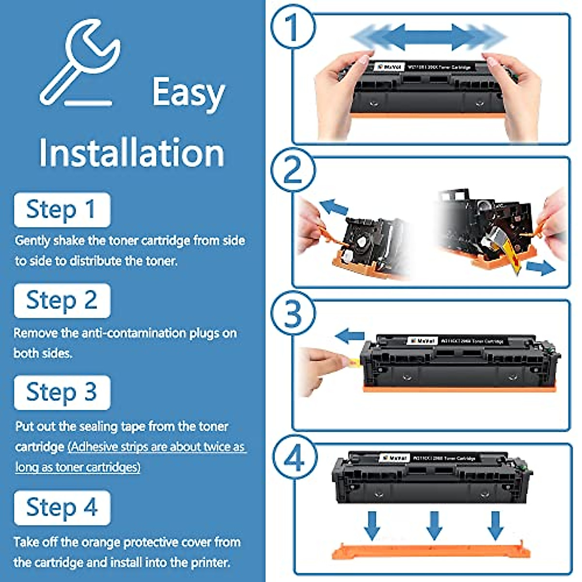 MxVol 206X Toner Cartridges 4 Pack High Yield【Shows Ink Level】 Compatible Replacement for HP 206X 206A W2110X W2110A Work with HP Color Pro MFP M283fdw M255dw M283cdw M283 M255 Printer Ink (4 Pack)
