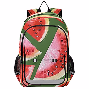 ALAZA Watercolor Watermelon on Green Casual Backpack Bag Travel Knapsack Bags