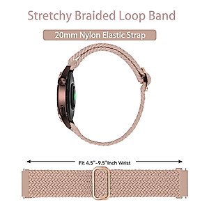 20mm Stretchy for Samsung Galaxy Watch 6/5/4 Band 40mm 44mm/Classic 47mm 43mm 46mm 42mm/Active 2 Women Men,20mm Quick Release Correa Braided Nylon Wristband Strap for Samsung Watch 5 pro 45mm/3 41mm