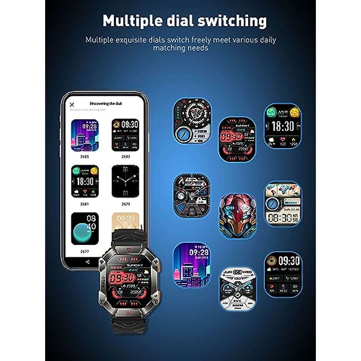 Coss Teo Smartwatch,100 Days Extra-Long Battery, New Real-time Elevation、barometers, IP68 Waterproof, AI Voice, 24-Hour Health, Heart Rate Sleep Monitor, 2'' Military SportWatch for Android iOS Phone