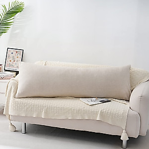 Linen Body Pillow Cover 20x54inches Long Pillowcase Natural Linen Pillowcases Soft Breathable Moisture-Absorbing Linen Body Pillowcase with Pocket Closure