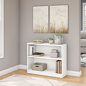 Bush Furniture Universal 2 Shelf Bookcase in Pure White