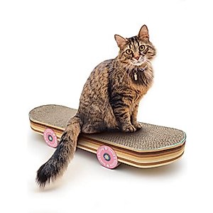 Suck UK Cat Scratch Pad Skateboard Cat Scratchers for Indoor Cats Cat Toy Scratching Board for Cats & Kittens Funny Cat Gifts & Gifts for Cats Interactive Cat Toy & Cardboard Cat Scratcher