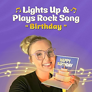100 GREETINGS Birthday Cards with Lights & Music - Happy Birthday Card Mom, Birthday Gift for Son, Birthday Cards Women & Men, 1 Pop Up Birthday Card (White Cake)