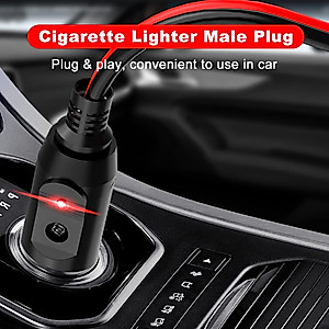 EXTRACTME 10FT Cigarette Lighter SAE Battery Charger Cable, 14AWG 12V Cigarette Lighter Plug to SAE Quick Release Adapter Extension Charging Cable with Fuse and LED Light