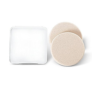 KOOBA 2pcs Round Makeup Sponges with 1 Travel Case, Beauty Face Primer Compact Powder Puff, Blender Sponge Replacement for Cosmetic Flawless Foundation, Sensitive and All Skin Types