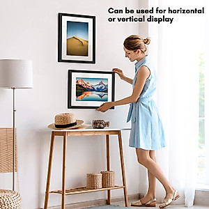 Americanflat 11x14 Black Picture Frame - Displays 8x10 With Mat or 11x14 Without Mat - Composite Wood with Shatter Resistant Glass - Horizontal and Vertical Formats for Wall