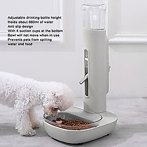 Pet Standing Water Dispenser 680ml, Automatic Detachable Pet Drinking Feeder Cat Dog Standing Bowl Automatic Feeding Water Height Adjustable Drinking Bottle Feeder for Small Cats Dogs
