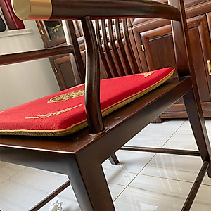 Soft Comfortable Durable Chair Pads Living Room Balcony,Chinese Non-Slip Seat Cushion,Cotton Linen Embroidered Chair Cushion Red 45x38cm(18x15inch)