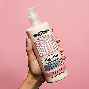 Soap & Glory Original Pink The Righteous Butter Moisturizing Body Lotion Pump - Shea Butter, Vitamin E & Aloe Vera Body Moisturizer - Rose & Bergamot Scented Lotion (500ml)