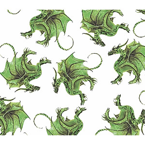 Stesha Party Green Dragon Birthday Wrapping Paper - Folded Flat 30 x 20 Inch (3 Sheets)
