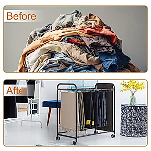 Pants Hanger Rolling Pants Trolley Pant Rack with 20 Hangers and Side Bag Multifunctional Closet Organizer for Jeans Scarf Skirts Trouser Blanket, Black