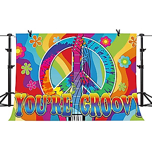 PHMOJEN Groovy Backdrops for Photography 7x5FT Groovy Sign 60's Party Scene Setters Wall Decoration Photo Backgrounds Wall Paper Room Mural Props BJDSPH193
