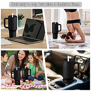 Pawtong 40oz Magnetic Lid Insulated Tumbler with Handle, 360° Rotating & Removable Cover, Leak-Proof Travel Mug with Soft Silicone Straw for Drivers, Commuters, Road Trips, Dishwasher Safe (Black)