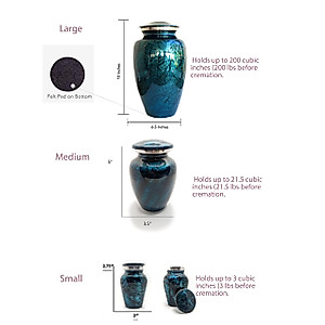 Beautiful Ocean Blue Urns for Human Ashes Adult Female, Burial Urns, Decorative Urns, Funeral Urns, Cremation Urns for Women and Men - 1 Large Urn (Blue)