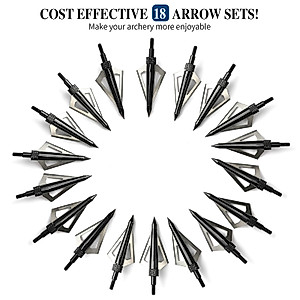Aiskaer 18 Pack Hunting Broadheads,Arrow Heads Hunting,10 Blades Archery Broadheads Archery Arrows Hunting Points Metal Tips for Compound Bow and Traditional Bow