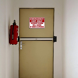 Emergency Exit Only - Security Alarm Will Sound If Door Is Opened Sign, 2 Pack, 10 x 7 inch .40 Rust Free Aluminum, UV Protected, Weather Resistant, Waterproof, Durable Ink, Easy to install