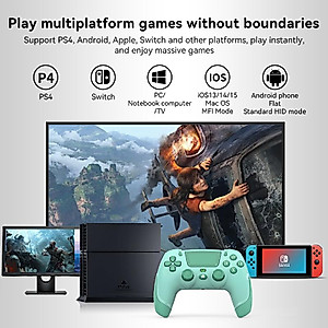 RALAN Green Wireless Controller Compatible with Playstation 4/Pro/Slim/for PS4 Dualshock 4 Gamepad with Headphone Jack and Touch Pad