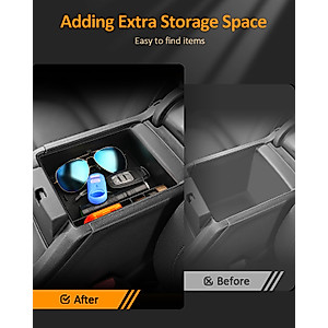 CDEFG Center Console Organizer Tray for GMC Acadia Accessories 2017-2023 (SLE/SLT/ AT4/ Denali) for Acadia 2023 2022 2021 2020 2019-2017 Armrest Storage Box Insert (Black)