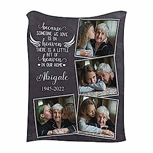 Artsadd Custom in Loving Memory of Blanket for Loss of Loved One with Picture, Customized Memorial Blanket and Throws Personalized for Mother Father Dog Pet Lost Sympathy Gifts 40x50