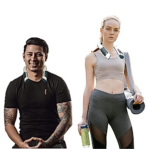 Howkes Portable Neck Fan, Hands Free Bladeless Fan, 2000 mAh Battery Operated Wearable Personal Fan, Leafless, Rechargeable,USB Charging Personal Fan,Strong Wind Neck Fan,3 Speeds-(Blue,White)