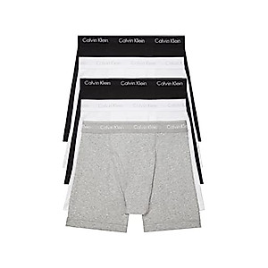 Calvin Klein Men's Cotton Stretch 5-Pack Boxer Brief, 2 Black, 2 White, 1 Grey Heather, L